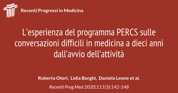L’esperienza del programma PERCS sulle conversazioni difficili in ...