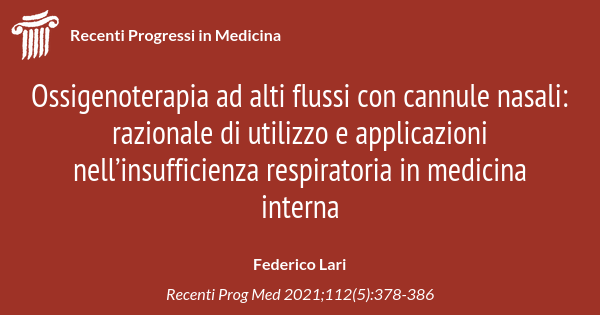 Ossigenoterapia ad alti flussi con cannule nasali: razionale di ...