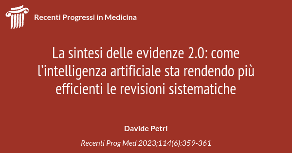 La sintesi delle evidenze 2.0: come l’intelligenza artificiale sta ...