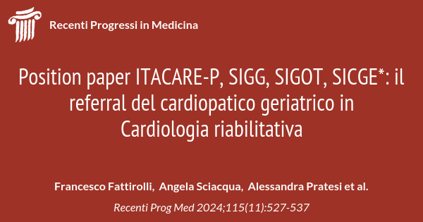 Position paper ITACARE-P, SIGG, SIGOT, SICGE*: il referral del ...